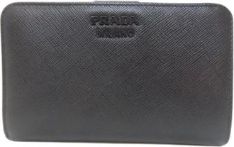 Prada Portefeuille Saffiano Pre-owned (&agrave; deux volets) - Femme - Pre-owned - Noir - Taille: ONE Size