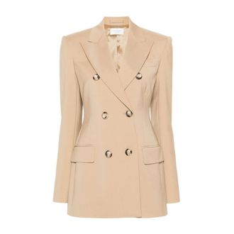 Sportmax Femme, Vestes, Beige, Taille: 38 FR Veste en Laine &agrave; Double Boutonnage et Revers