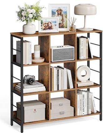 Vasagle Meuble de Rangement 3 Niveaux, &Eacute;tag&Egrave;re Rangement, Biblioth&Egrave;que Style Industriel, 9 Cubes, pour Salon, Bureau, Entr&Eacute;e, Cuisine, 30 x 100 x 103,1 cm, Ma