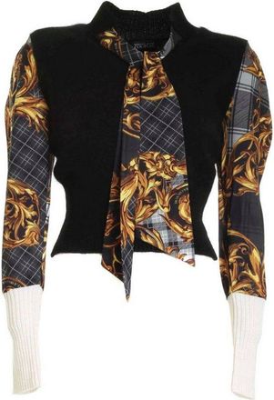 Versace Jeans Couture Strickpullover Damen Pullover mit Schal-Detail Barock & Tartan Design luxuri&ouml;se Eleganz mit modernem Fashion-Statement