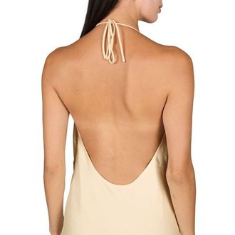 Rotate Robe longue satin&eacute;e &agrave; d&eacute;collet&eacute; drap&eacute;