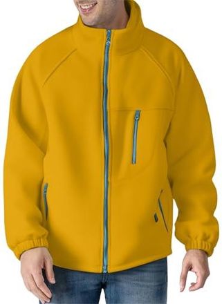 Generic Veste polaire chaude pour homme avec fermeture éclair intégrale - Coupe-vent - Avec fermeture éclair - Cadeau de Noël, jaune, XXL