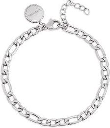 Singularu Bracelet Figaro. Acier. Épaisseur de la chaîne 4,2 x 1,8 mm. Maillons fins. Longueur de 16 cm + 3 cm. Bijoux pour femme