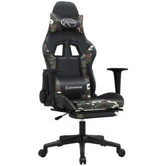 vidaXL Gamingstuhl mit Massage Fu&szlig;st&uuml;tze Schwarz Tarnfarben Kunstleder Vidaxl
