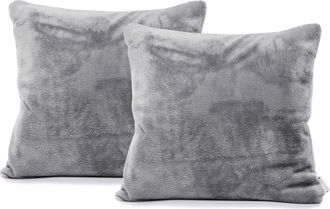 Decoking 58480 2tlg 2 Kissenbezüge 45x45 cm Mikrofaser Reißverschluss Fleece Kissenhüllen Silber Stahl grau Mic
