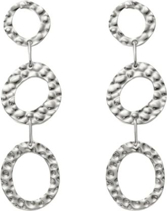 Dansk Copenhagen SOL Waterproof Silver Stainless Steel Statement Earrings - Hammered Finish - - Accessories - Damen - Grau - ONE SIZE