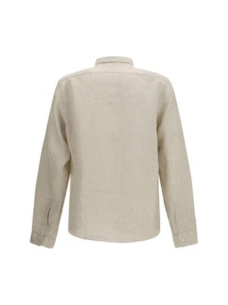 HUGO BOSS Mens Regular-Fit Linen Shirt Open Beige
