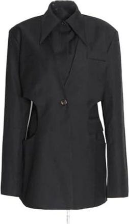 Generic Blazer pour femme - Couleurs contrast&eacute;es - Taille fine - D&eacute;contract&eacute; - Pour le bureau et le quotidien, Noir, XL