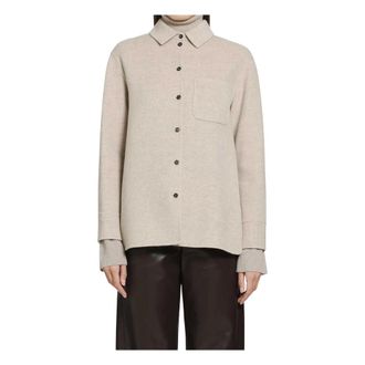 Max Mara Femme, Blouses et Chemises, Beige, Taille: 38 FR Veste en serg&eacute; de laine et cachemire