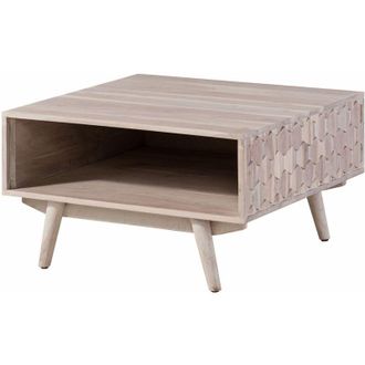 Massivmoebel24 Couchtisch Akazie 70x70x40 wei&szlig; lackiert mosayk 216