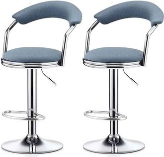 Generic Set mit 2 H&ouml;henverstellbaren Barhockern mit 360&deg;-Drehfunktion, Gepolstertem Kunstlederbezug und R&uuml;ckenlehne f&uuml;r Esszimmer und Bar, 60-80 cm