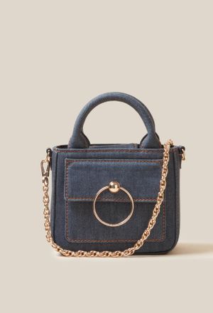 Claudie Pierlot Mini sac Anouck denim cha&icirc;ne