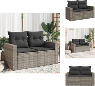 vidaXL Gartensofa 2-Sitzer mit Kissen Grau Poly Rattan - Gartensofa - Outdoor M&ouml;bel - Balkonm&ouml;bel - Lounge Set - Rattan Gartenm&ouml;bel