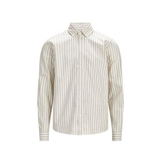 Les Deux Chemise Konrad &agrave; rayures en coton m&eacute;lang&eacute;