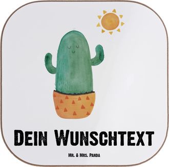 Mr. & Mrs. Panda Personalisierter Untersetzer Kaktus Sonne - Personalisierte Geschenke, Freundin, Liebeskummer, Scheidung, Kerze, Glück, Bierdeckel, Ehebruch, Personal
