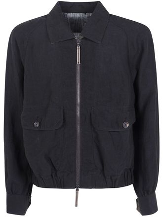 Ziggy Chen Jacket Zippered Black Puppytooth Cropped Aviator Jacket