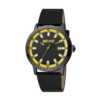 Just Cavalli Homme, Accessoires, Noir, Taille: ONE Size Montre Mode Homme Cuir Noir