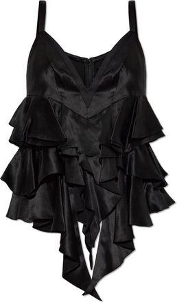 Balmain Femme, Tops, Noir, Taille: 38 FR Top en soie