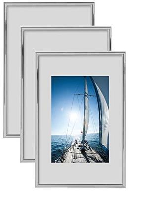 AC-D&eacute;co Lot De 3 Cadres - Erica - 50 X 70 Cm - Argent