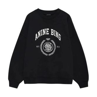 Anine Bing Femme, Sweatshirts et sweats &agrave; capuche, Noir, Taille: 38 FR Miles Logo Colegiate SweaT-shirt