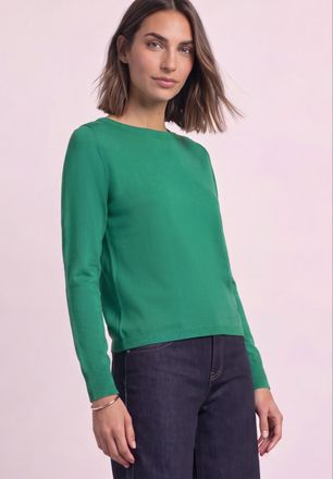 Street One Strickpullover STREET ONE, Damen, Gr. 34, gr&uuml;n (kelly gr&uuml;n), Stoff, 60% Viskose, 40% Baumwolle, unifarben, comfort fit normal, U-Boot-Ausschnitt, Ripp