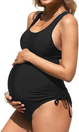 Cupshe Maillot de bain une pi&egrave;ce pour femme avec bretelles crois&eacute;es et col carr&eacute;, noir, Taille XL