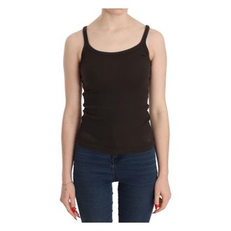 Pink Memories Elegante dunkelbraune Spaghetti-Tr&auml;ger-Bluse - - Tops - Damen - Braun - M
