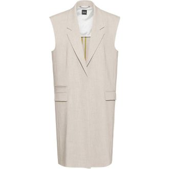 HUGO BOSS Jewela Blazer f&uuml;r Damen, Hals Kerbe, Lang, &Auml;rmellos (Beige)