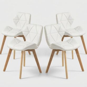 Oresteluchetta 2er-Set Design-St&uuml;hle aus Holz und Kunstleder f&uuml;r K&uuml;che Spark - Wei&szlig;