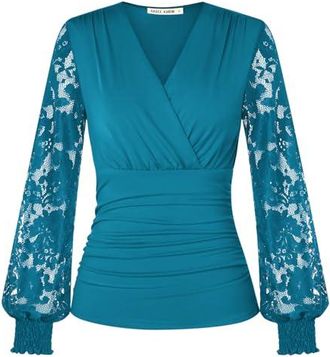 Grace Karin Femme Doux Haut Élastique Automne Hiver 2025 Blouse Slim Corset Cocktail Club Bleu-Vert XL