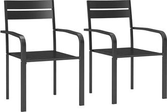 OUTSUNNY Lot de 2 chaises de Jardin chaises empilables dext&eacute;rieur avec accoudoirs, en Aluminium pour Jardin, Piscine, terrasse, Gris fonc&eacute;