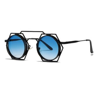 Generic Lunettes de soleil rondes steampunk pour homme et femme en maille métallique UV400