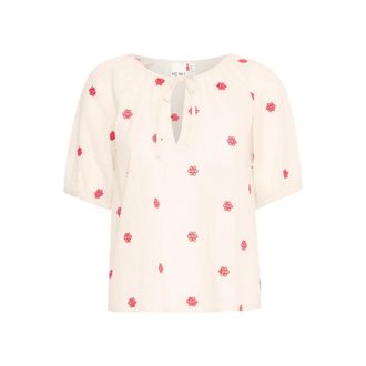 Ichi Mandel Milch Bluse mit Feinem Druck - - Blouses & Shirts - Damen - Beige - S