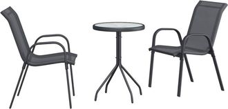 vidaXL Ensemble Bistro de Jardin 3 Pi&egrave;ces Anthracite Textil&egrave;ne et Acier Vidaxl