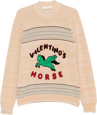 Valentino Valentino Wool And Cotton Sweater With Valentino Horse Patch