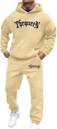 Generic Ensemble de surv&ecirc;tement pour homme avec imprim&eacute; lettres, manches longues, sweat &agrave; capuche, pantalon de surv&ecirc;tement ample, ensemble dentra&icirc;nement de jo