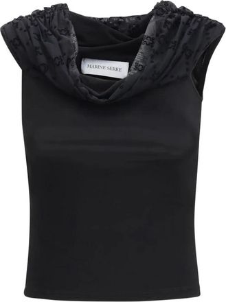 Marine Serre Off-Shoulder Drapetop - - Tops - Damen - Schwarzk - M