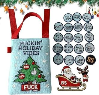 Generic Sac cabas brod&eacute; &laquo; F*ckin Holiday &raquo; avec 19 jetons &laquo; F*cks Coins &raquo;, un jeton de No&euml;l satirique