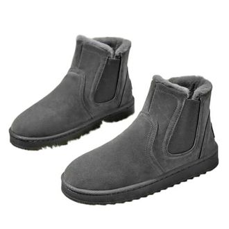 Generic NYSBH Bottes de neige minimalistes &agrave; enfiler pour homme avec doublure en polaire chaude et semelle plate confortable et polyvalente Fonction antid&eacute;rap