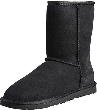 UGG Femme Classic Short Leather winter boots boots, Noir, 36 EU