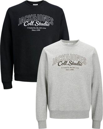 Jack & Jones Rundhalspullover (Spar-Set, 2er Pack) mit angeregter Innenseite, in Regular Fit