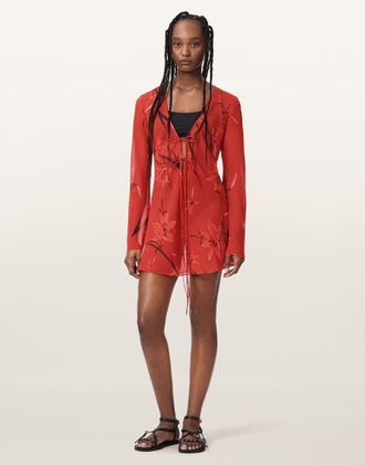 AllSaints Zalia - Kleid in Petra-Tiefrot