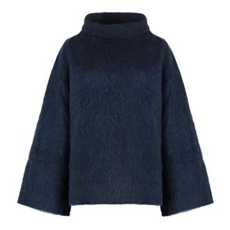 Malo Glocken&auml;rmel Wollmischung Rollkragenpullover - - Knitwear - Damen - Blau - M