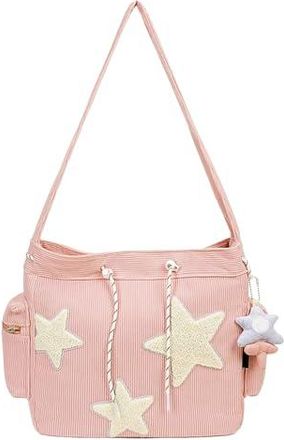 Generic Star -Sac &agrave; bandouli&egrave;re - 38x32x12 cm Grande capacit&eacute; Fourre-tout, Style Hobo, Sac &agrave; bandouli&egrave;re portable &eacute;toile avec fermeture &eacute;clair | Bretelles d&eacute;c