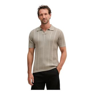 Karl Lagerfeld Polo en maille c&ocirc;tel&eacute;e &agrave; col ouvert - Homme - Tops - Gris - Taille: XL