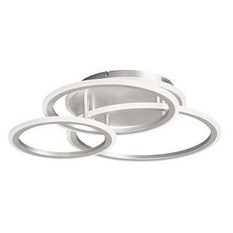 Fischer & Honsel Deckenleuchte, Gelder | nickelfarben matt| L: 60 cm, B: 50,5 cm, A: 12 cm|mit Fernbedienung stufenlos dimmbar, RGBW stufenlos einstellbar| 1x LED 45W 