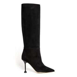 Ninalilou Schwarze Wildleder Stiefeletten Eleganter Stil - - Shoes - Damen - Schwarzk - 36 1/2 EU