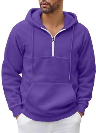 Generic DENGJIAMY Sweat à capuche en polaire à fermeture éclair quart pour homme - Sweat à capuche dautomne à manches longues avec poche - Style décontracté -