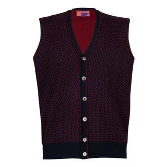 Gallo Gallo, Homme, Pulls, Multicolore, Taille: S Gilet en Laine Bleu avec Motif Lys