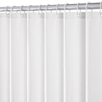 Miulee Rideau de Douche en Lin textur&eacute; 180x180 cm Blanc, H&ocirc;tel de Luxe Lourd Rideau de Douche imperm&eacute;able, Anti-moisissure Tissu Lavable Rideaux de Bain pour